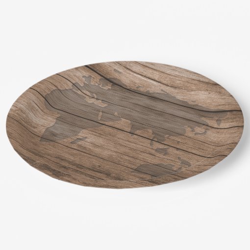 Wooden World Map Asia Disposable Paper Plates | Zazzle