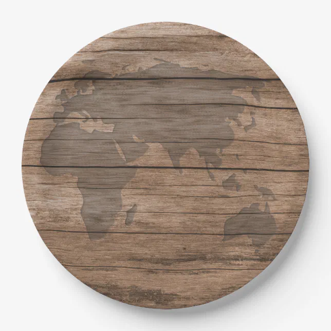 Wooden World Map Asia Disposable Paper Plates | Zazzle
