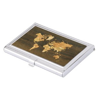 Wooden World Map Case For Business Cards | Zazzle