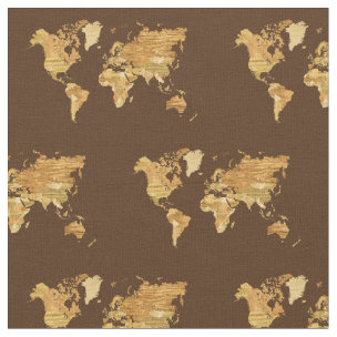 Antique World Map Fabric | Zazzle.com