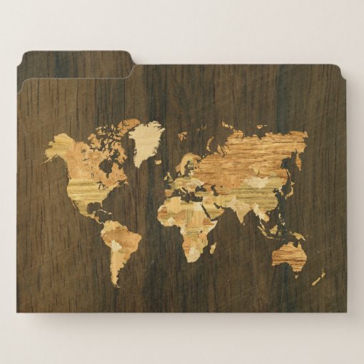 Wooden World Map File Folder | Zazzle