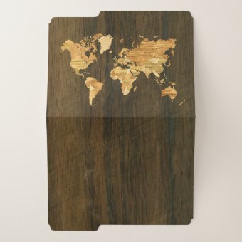 Wooden World Map File Folder | Zazzle