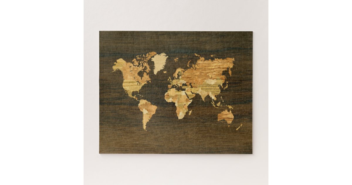 Wooden World Map Jigsaw Puzzle | Zazzle