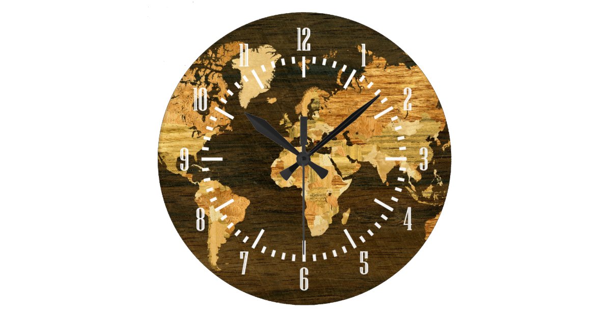 Wooden World Map Large Clock | Zazzle.com