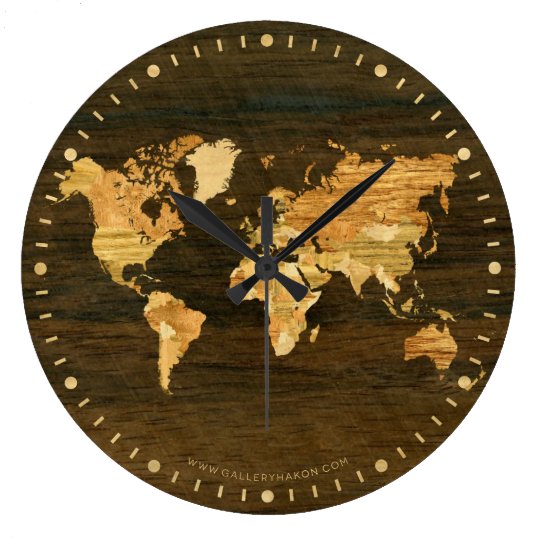 Wooden World Map Large Clock | Zazzle.com