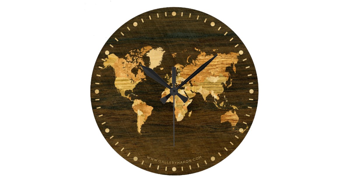 Wooden World Map Large Clock | Zazzle.com
