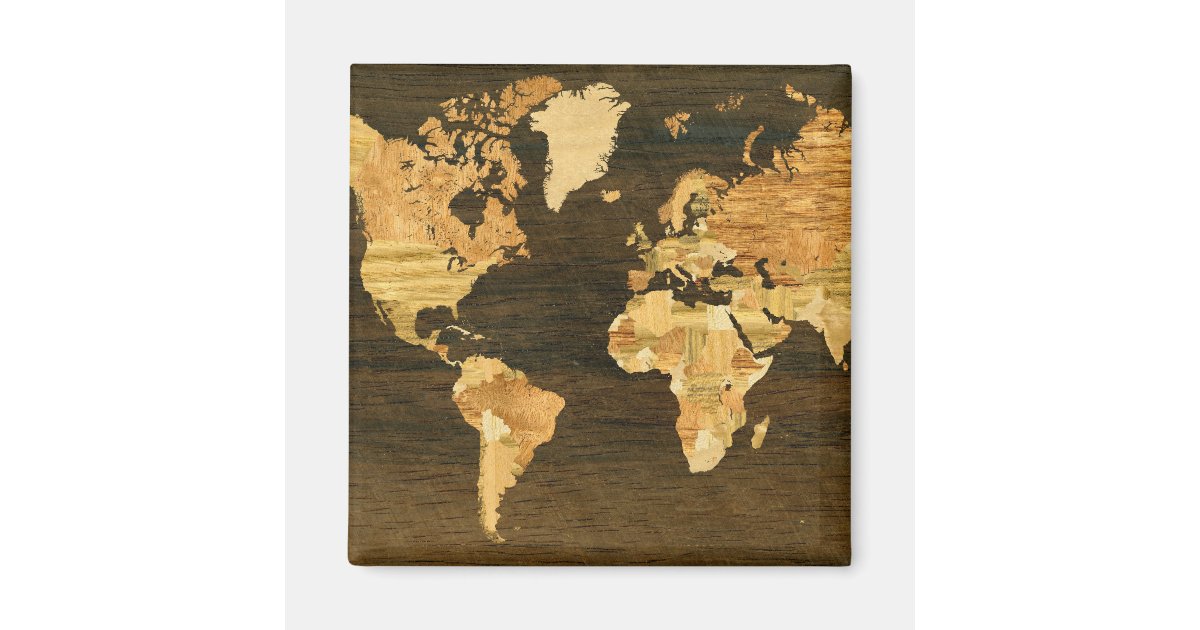 Wooden World Map Magnet | Zazzle