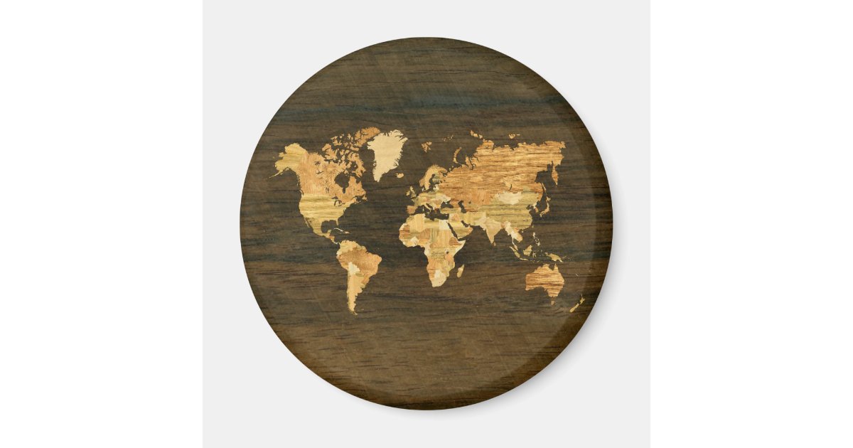 Wooden World Map Magnet | Zazzle