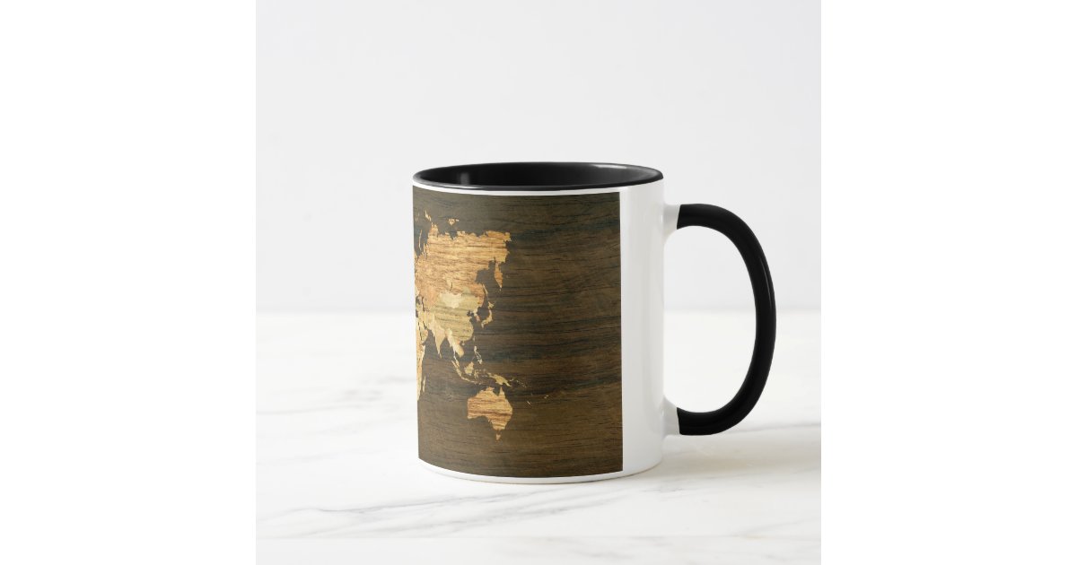Wooden World Map Mug | Zazzle