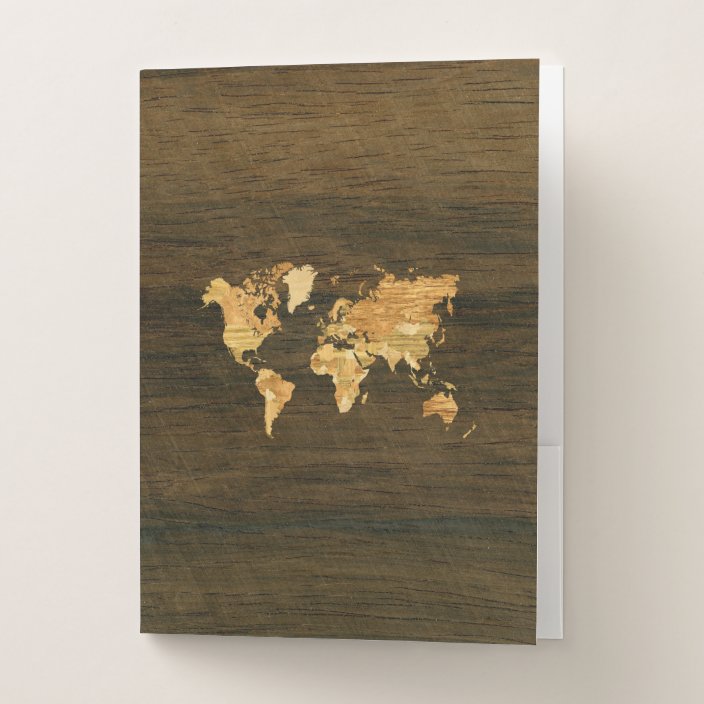 Wooden World Map Pocket Folder | Zazzle.com