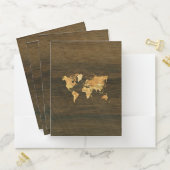 Wooden World Map Pocket Folder | Zazzle
