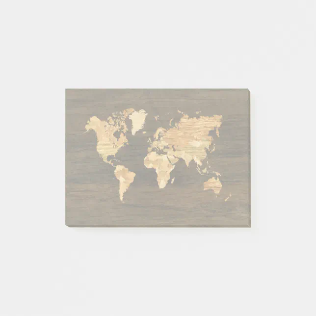 Wooden World Map Post-it Notes | Zazzle