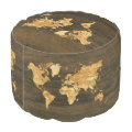 Wooden World Map Pouf | Zazzle