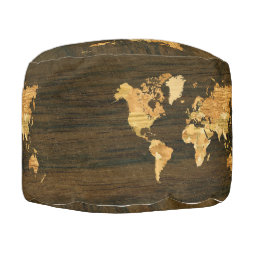 Wooden World Map Pouf | Zazzle