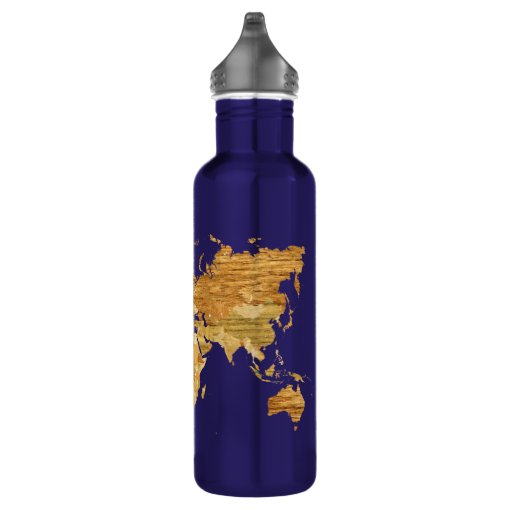 Wooden World Map Water Bottle | Zazzle