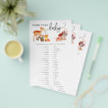 Woodland Animal Baby Matching Paper Game Card | Zazzle