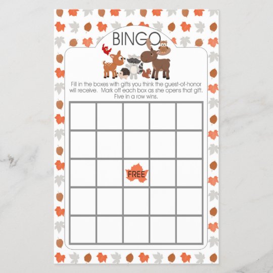 Woodland animal baby shower bingo and purse games | Zazzle.com