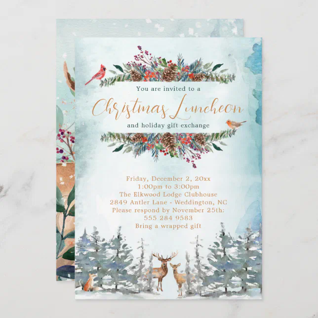 Woodland Animal Christmas Party Invitation | Zazzle