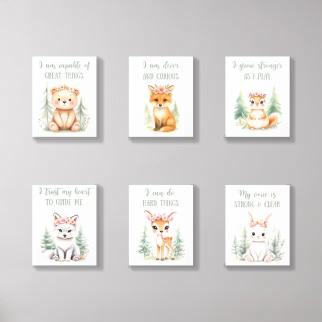 Woodland Animal Girl Nursery Affirmation Art Acrylic Photo Tile | Zazzle