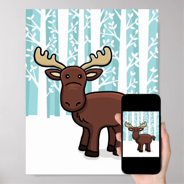 Woodland Animal Moose Poster | Zazzle
