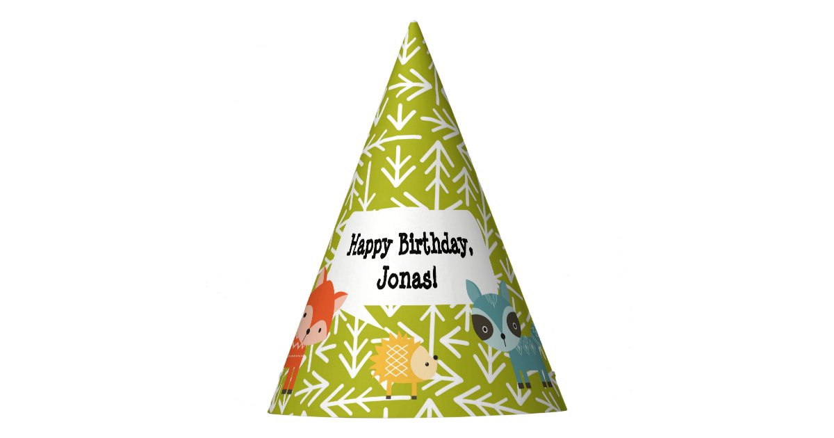 Woodland Animal Personalized Party Hats | Zazzle