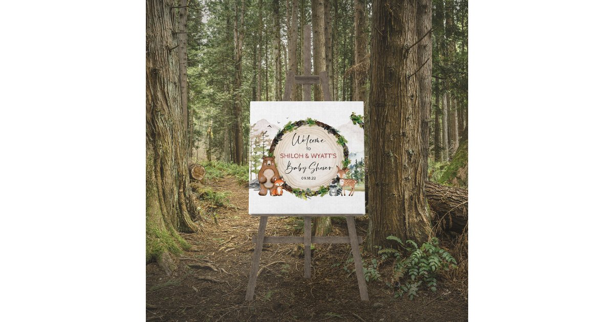 Woodland Animal Wood Slice Welcome Sign Poster | Zazzle