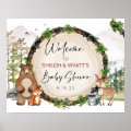 Woodland Animal Wood Slice Welcome Sign Poster | Zazzle