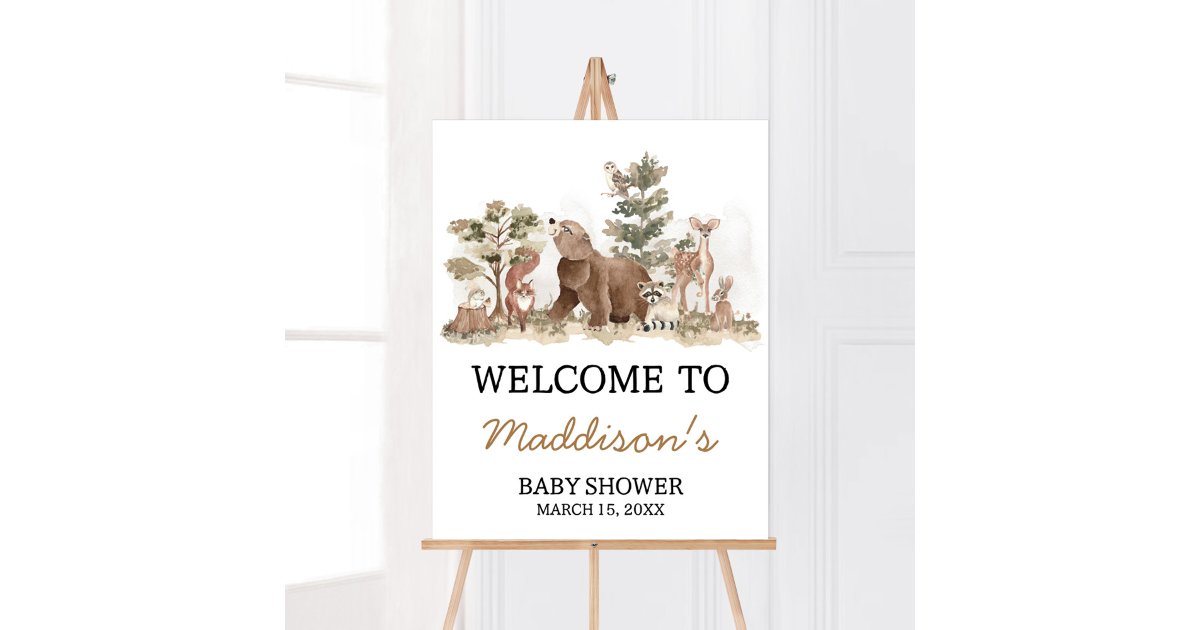 Woodland Animals Adventure Awaits Welcome Poster | Zazzle