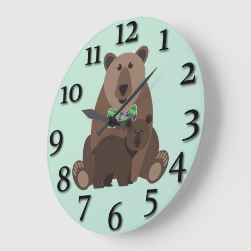 Woodland Animals And Babies Large Clock | Zazzle