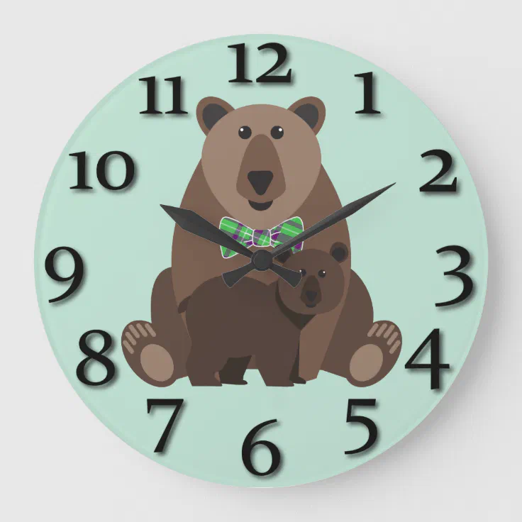Woodland Animals And Babies Large Clock | Zazzle