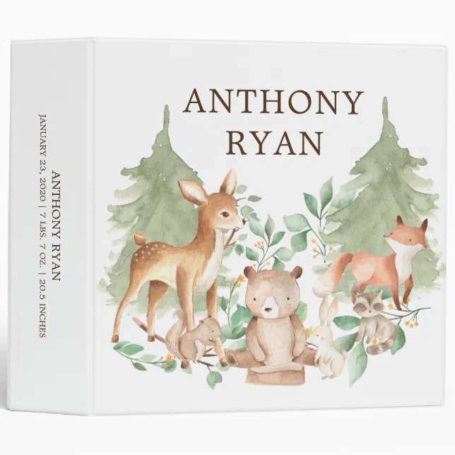 Woodland Animals Baby Photo Album 3 Ring Binder | Zazzle