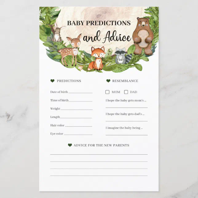 Woodland animals Baby Predictions and Advice | Zazzle