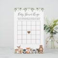 Woodland Animals Baby Shower Bingo Game | Zazzle