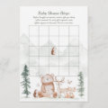 Woodland Animals Baby Shower Bingo Game Card | Zazzle