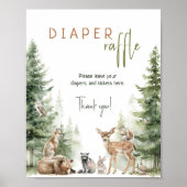 Woodland Animals Baby Shower Diaper Raffle Sign | Zazzle