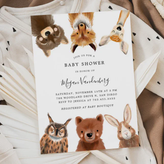 Woodland Animals Baby Shower Invitation | Zazzle