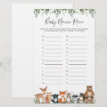 Woodland Animals Baby Shower Name Race Game | Zazzle
