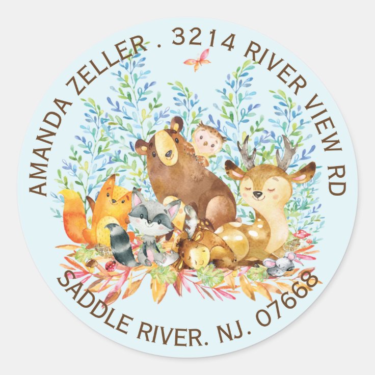 Woodland Animals Baby Shower Return Address Label | Zazzle