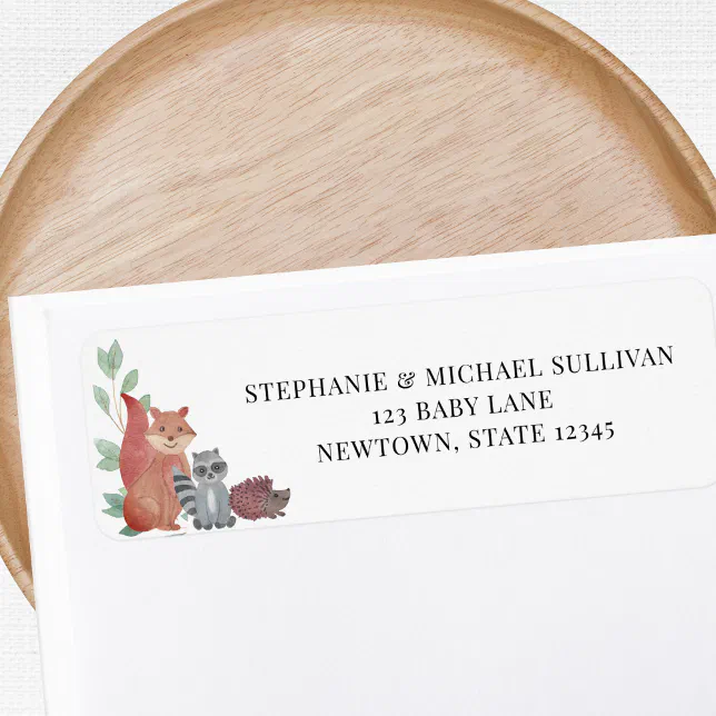 Woodland Animals Baby Shower Return Address Label | Zazzle