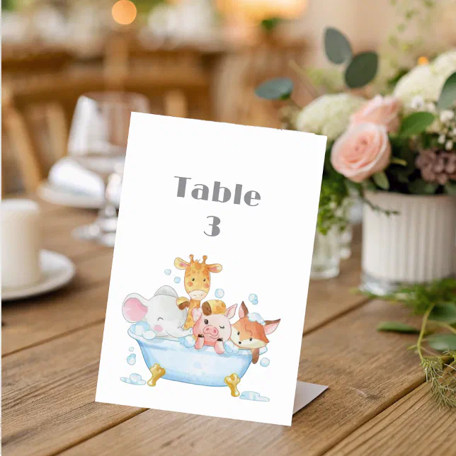 Woodland Animals Baby Shower Table Table Number | Zazzle