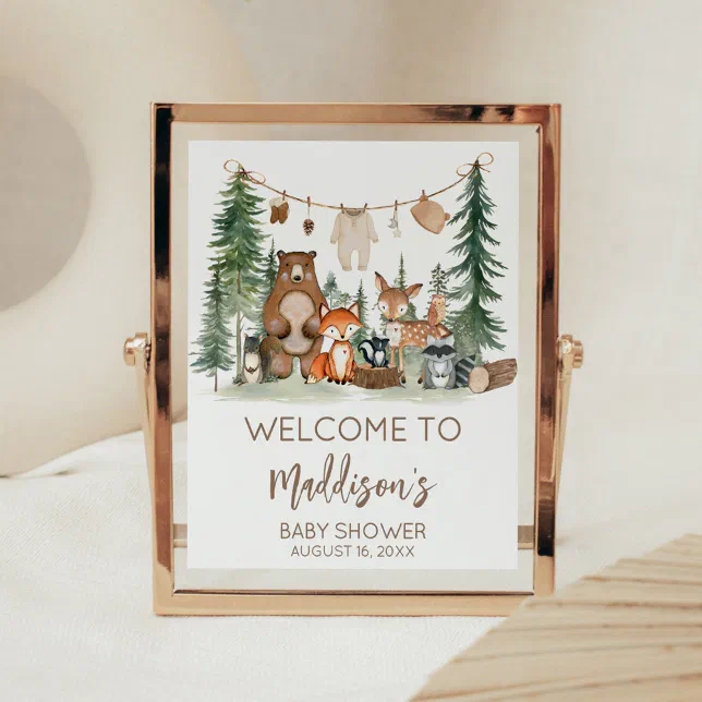 Woodland Animals Baby Shower Welcome Sign | Zazzle