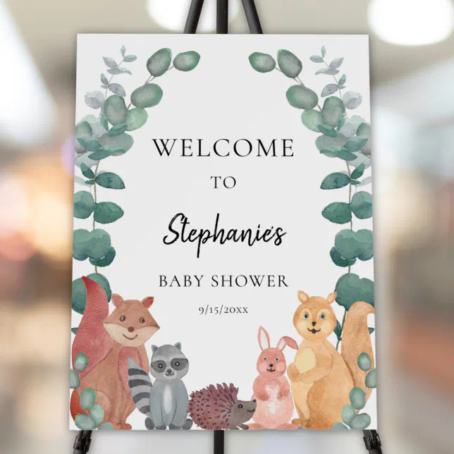 Woodland Animals Baby Shower Welcome Sign | Zazzle