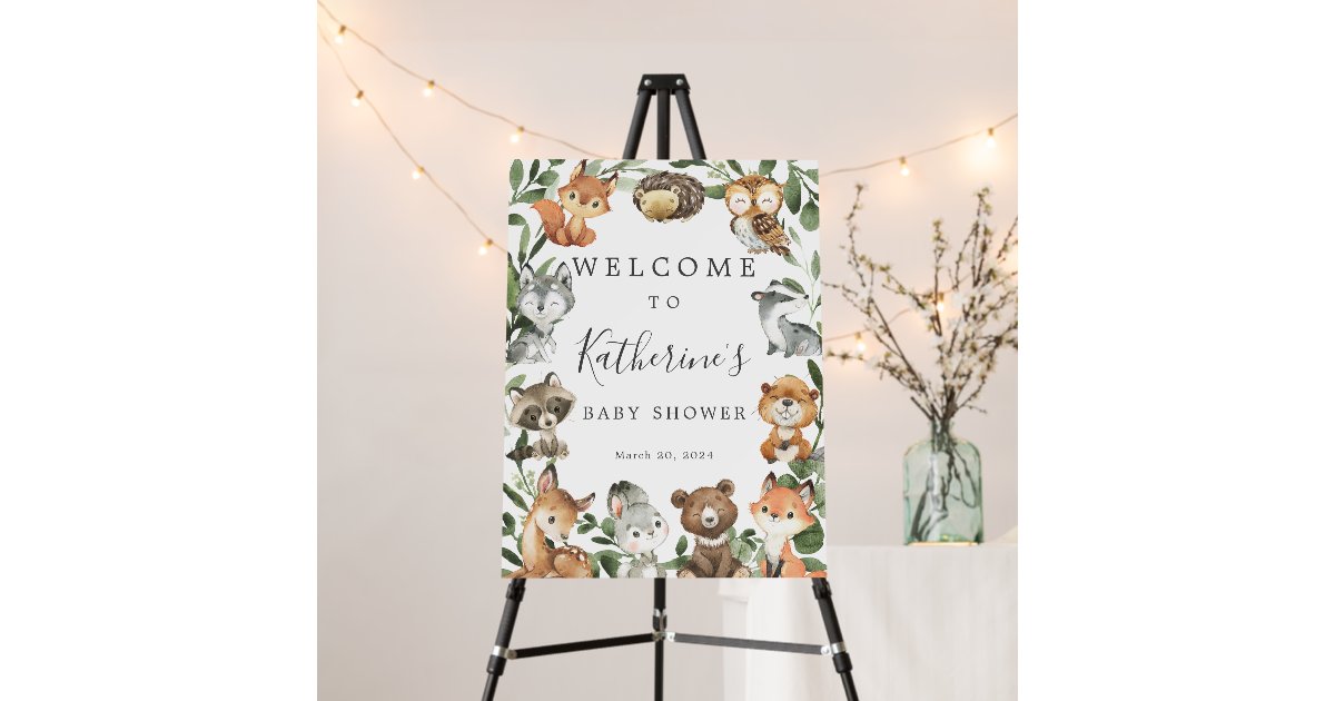 Woodland Animals Baby Shower Welcome Sign | Zazzle