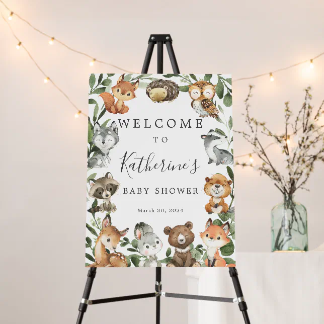 Woodland Animals Baby Shower Welcome Sign | Zazzle
