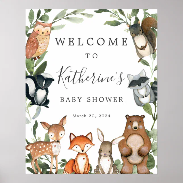 Woodland Animals Baby Shower Welcome Sign | Zazzle