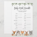 Woodland Animals Baby Shower Word Scramble Game | Zazzle
