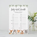 Woodland Animals Baby Shower Word Scramble Game | Zazzle