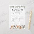 Woodland Animals Baby Shower Word Scramble Game | Zazzle