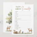 Woodland Animals Baby Word Scramble Game Card | Zazzle