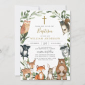 Woodland Animals Baptism/Christening Invitation | Zazzle